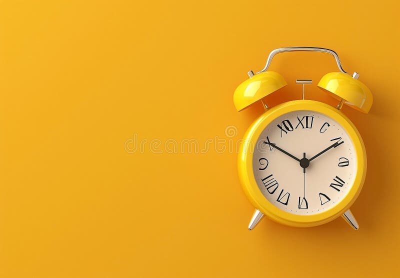 Yellow Alarm Clock on Solid Yellow Background Stock Illustration ...