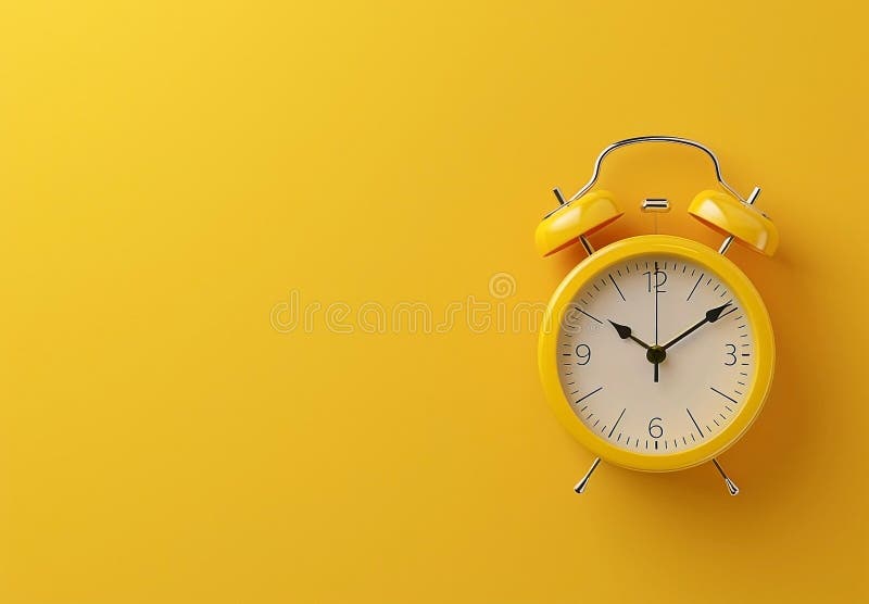 Yellow Alarm Clock on Solid Yellow Background Stock Illustration ...