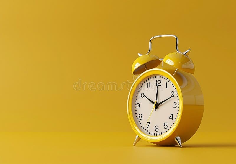 Yellow Alarm Clock on Solid Yellow Background Stock Illustration ...