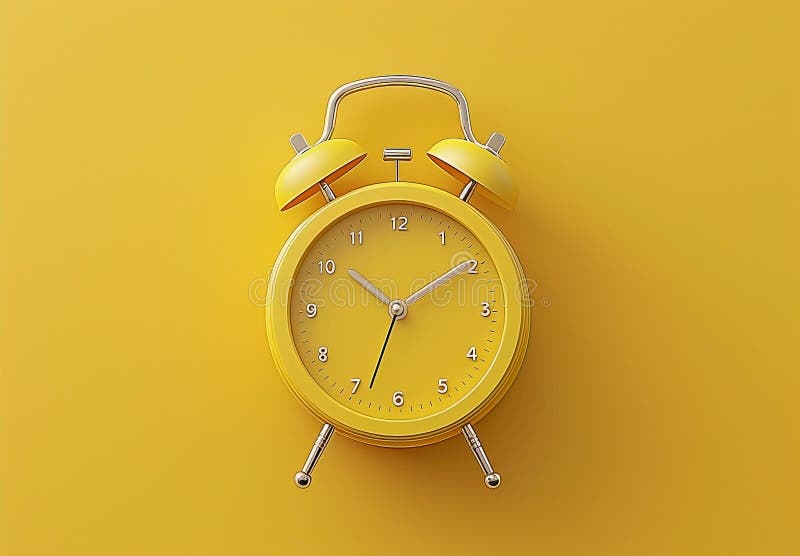 Yellow Alarm Clock on Solid Yellow Background Stock Illustration ...