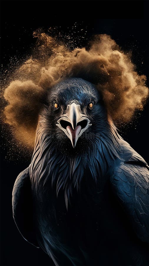 A Raven in an Abstract, Dynamic Style, Capturing the Bird S Fierce ...