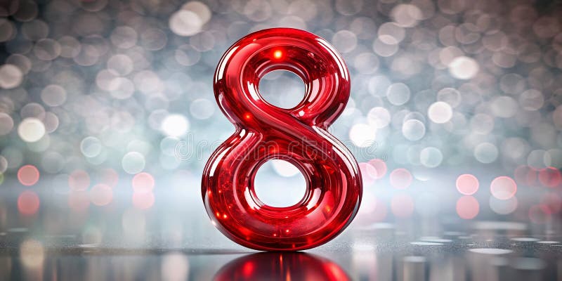 A Striking 3D Render of a Red Digit Eight Suspended in Surreal Space an ...