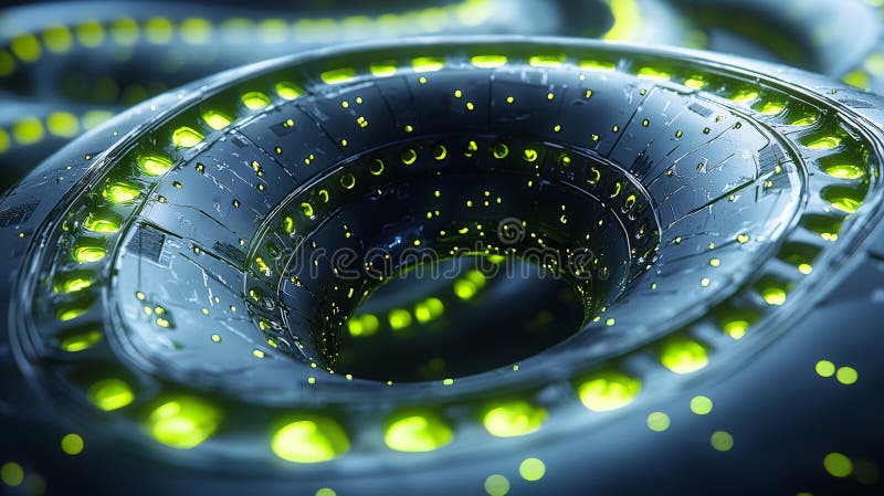 Futuristic Vortex: Lime Green Metal Shapes in Dynamic Motion ...