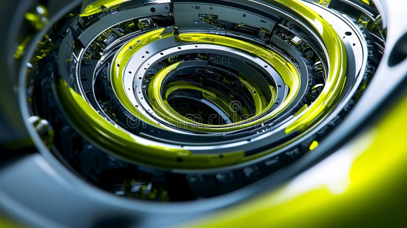 Futuristic Vortex: Lime Green Metal Shapes in Dynamic Motion ...