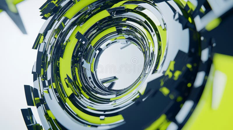 Futuristic Vortex: Lime Green Metal Shapes in Dynamic Motion ...