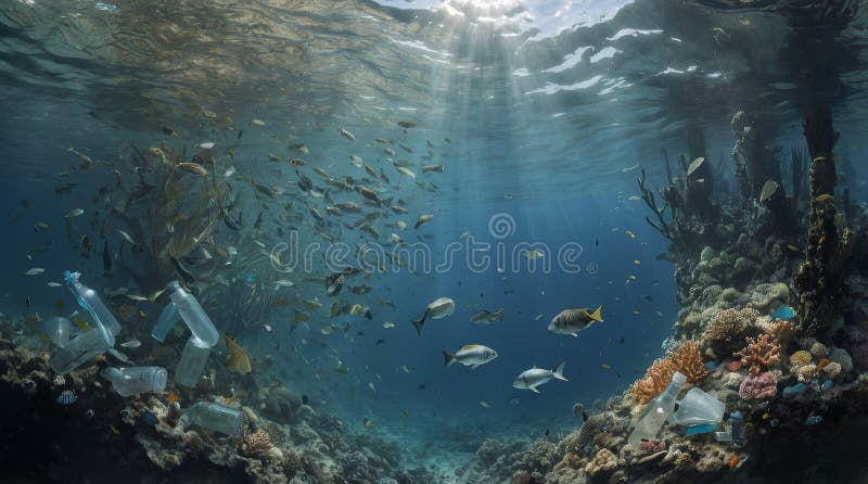 Striking 3D Render: Split Screen Ocean - Plastic Pollution Vs. Clean ...