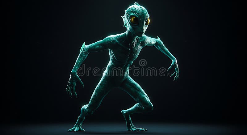 Teal Alien Creature 3d Render Sci Fi Fantasy Art Stock Illustration ...
