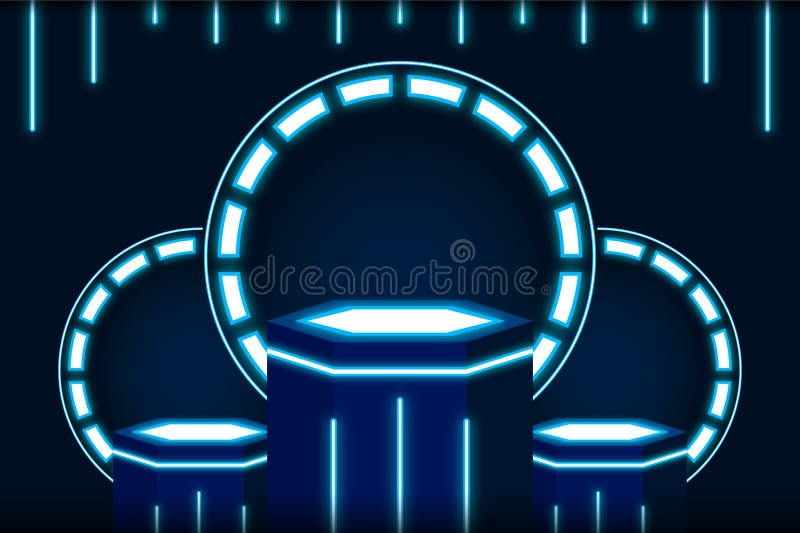 Futuristic Podium with Glowing Circular Frames - 3D Rendered Tech ...