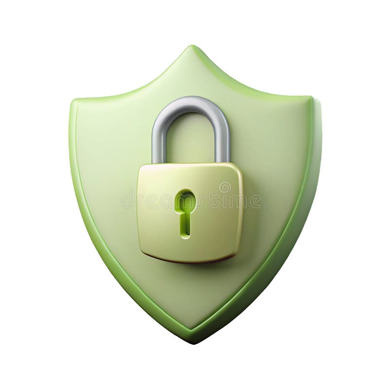 3d Rendered Green Shield Icon Featuring a Secure Padlock Symbolizing ...