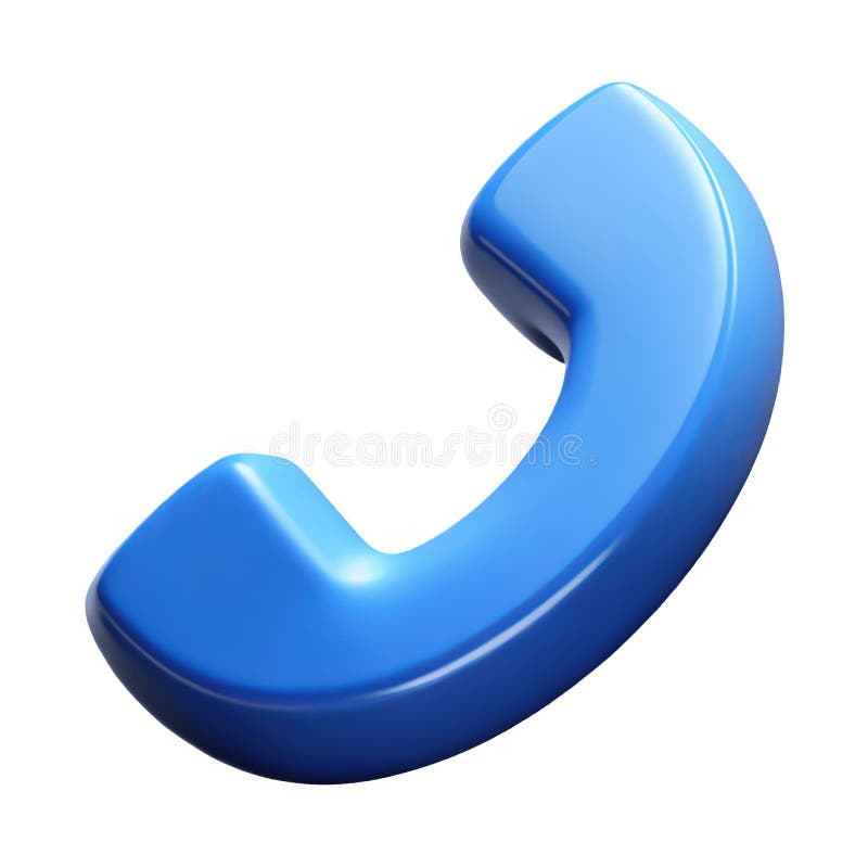 3D Rendering of a Blue Telephone Receiver Icon Isolated on White ...