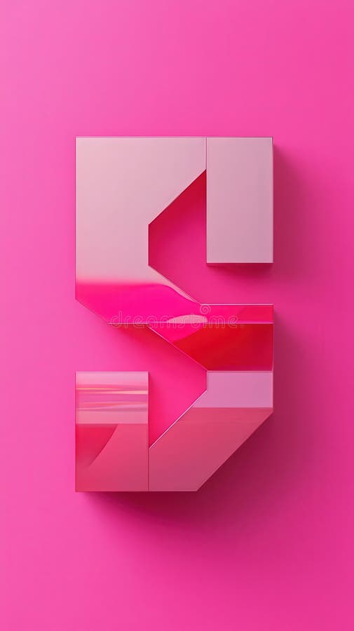 Bold 3D Number Five in Pink Abstract Style Stock Illustration ...