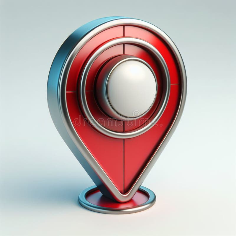 Striking 3d Rendering of a Shiny Red and Silver Location Pin Icon on a ...