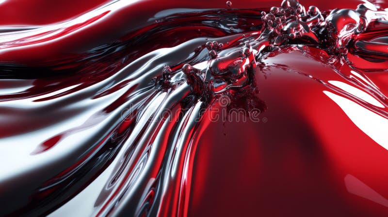 A Striking 3D Splash in Gradients of Dark Red and Metallic Silver, with ...