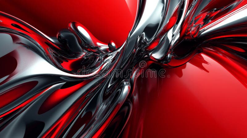 A Striking 3D Splash in Gradients of Dark Red and Metallic Silver, with ...