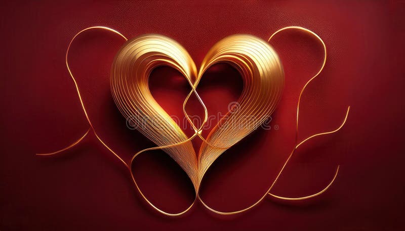 Deep Crimson Background Featuring Golden Thread Weaving Two Abstract ...