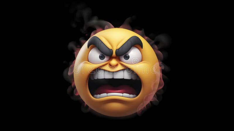 Aggressive Face on Solid Black Background Expression of Anger ...