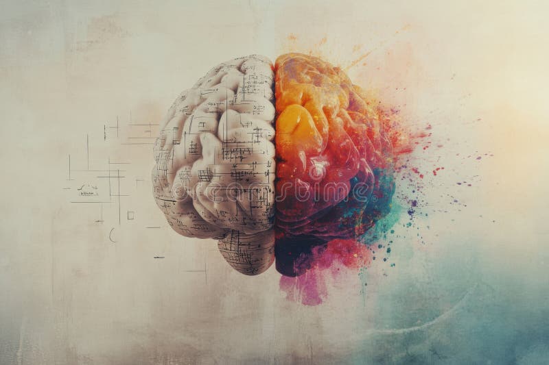 A Striking Depiction Features a Brain Split into Two Halves ...