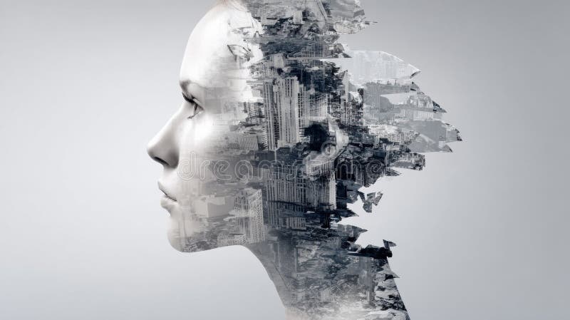 Head Splitting Open with Visual Overload Showcasing a Blend of Urban ...