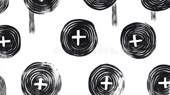 Abstract Black and White Plus Sign Pattern Stock Illustration ...