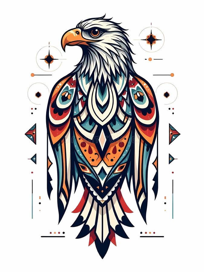 A Striking, Detailed Illustration of an Eagle, Intricately Designed ...