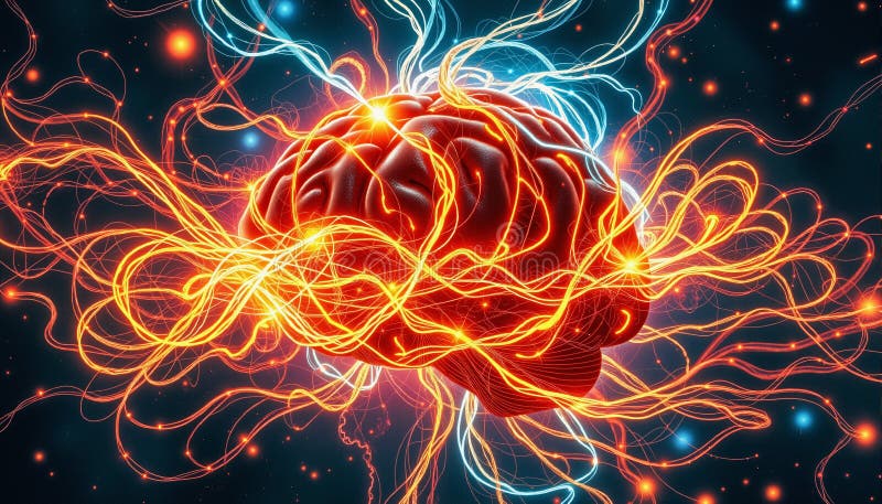 Brain Unleashing Cosmic Neural Energy Stock Image - Image of science ...