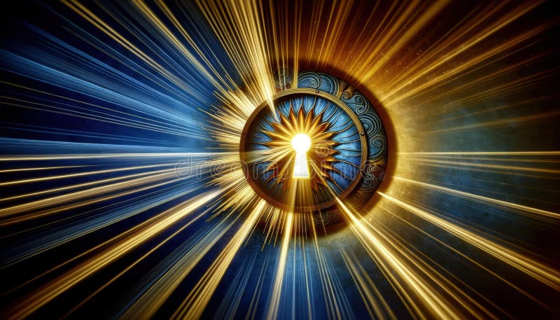 Abstract Keyhole with Radiant Light Beams - Conceptual Artwork for ...