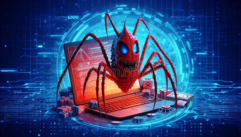 Digital Threats Represented by Creepy Spider Icon Stock Illustration ...