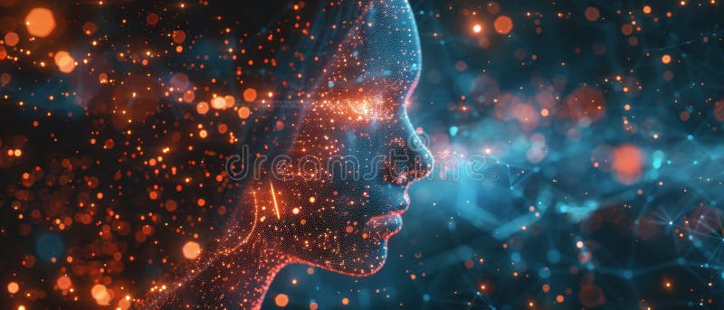 A Striking Digital Artwork of a Human Profile Blended with Colorful ...