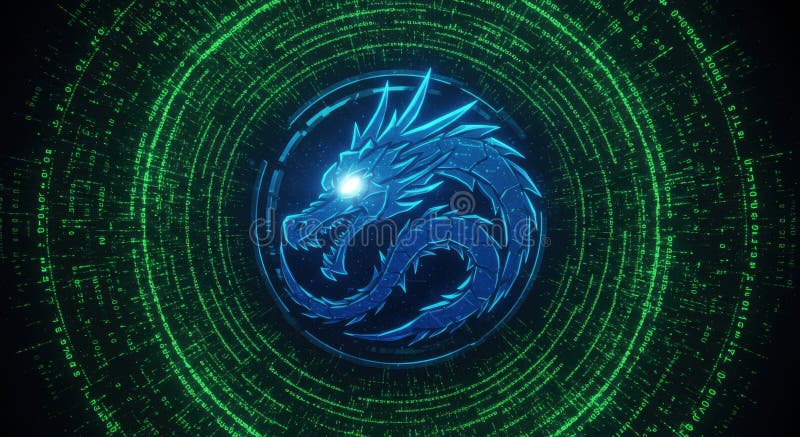 Cyber Dragon Emblem stock illustration. Illustration of space - 380051831