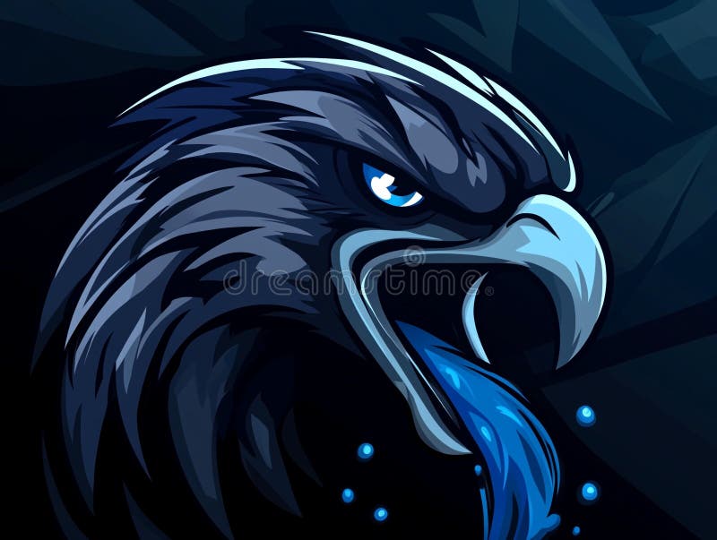 Majestic Eagle Head Dark Blue Fierce Powerful Bird of Prey Intense Gaze ...