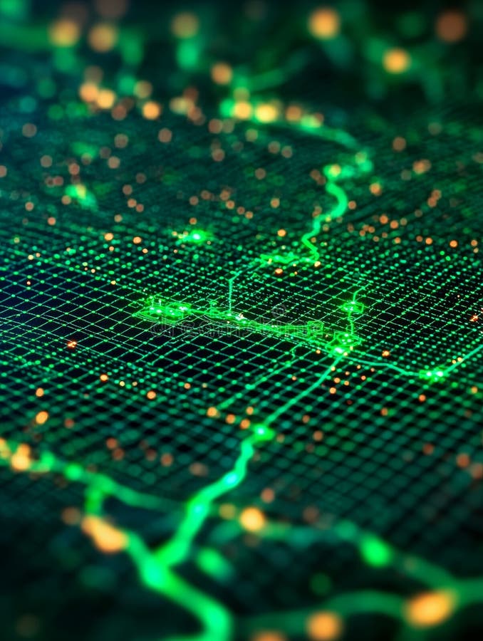 Green Digital Map of Internet Connectivity with Data Points and Grids ...