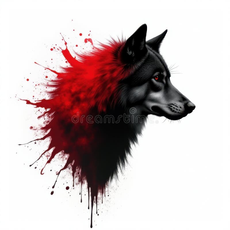 Red Splash Wolf Generative AI Stock Illustration - Illustration of wolf ...