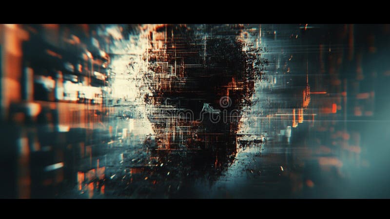 Futuristic Digital Face Emerging from a Matrix of Data in Vibrant ...