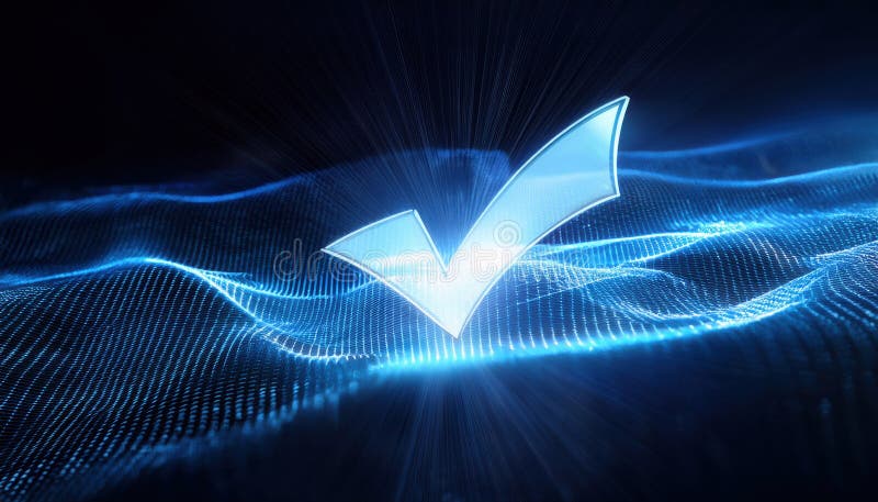 Striking Digital Tick Symbol on a Dark Background Representing Modern ...