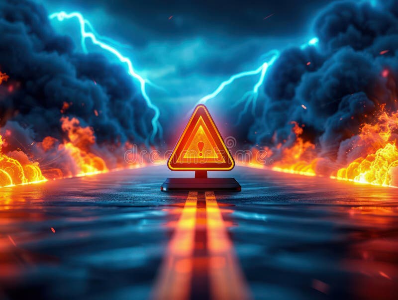 Digital Warning Sign Cutting-Edge Signal for Cyber Threats, Online ...