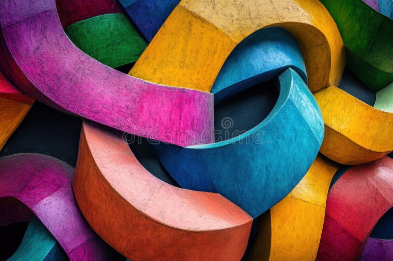 Colorful Abstract Sculpture with Intertwining Shapes and Vibrant Paint ...