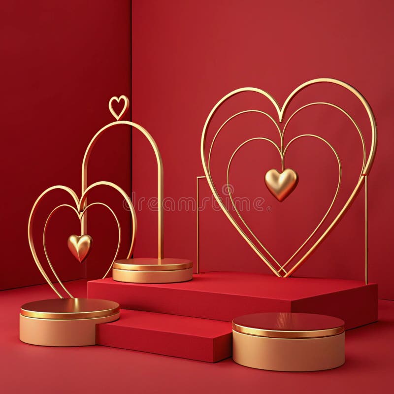 Love on Display: the Valentine S Day Podium Stock Image - Image of ...