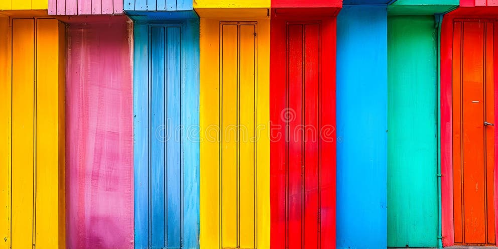 Rainbow Passage: a Vibrant Array of Doors. Generative AI Stock ...