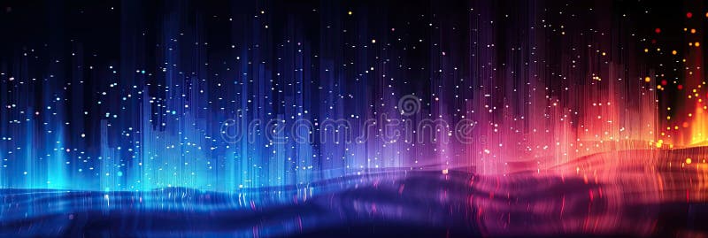 Illuminated Data Visualization Displaying Horizontal Light Columns ...