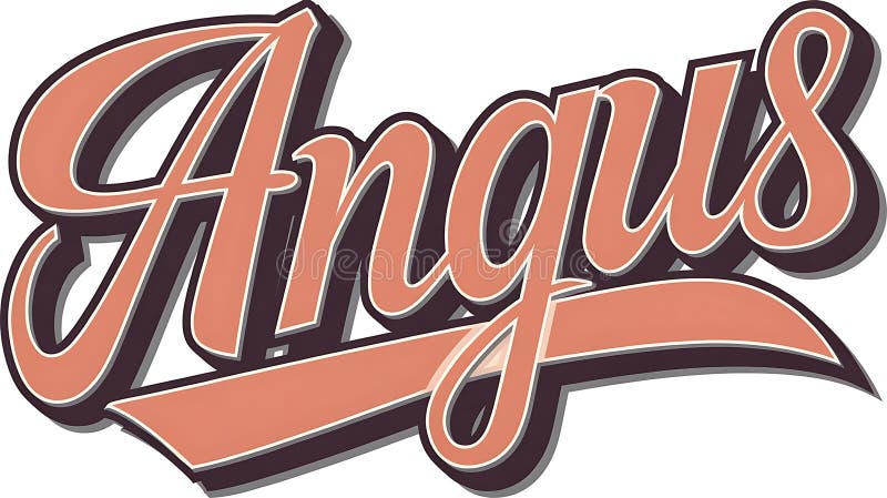 Orange Typography of Name Angus on White Background Stock Illustration ...