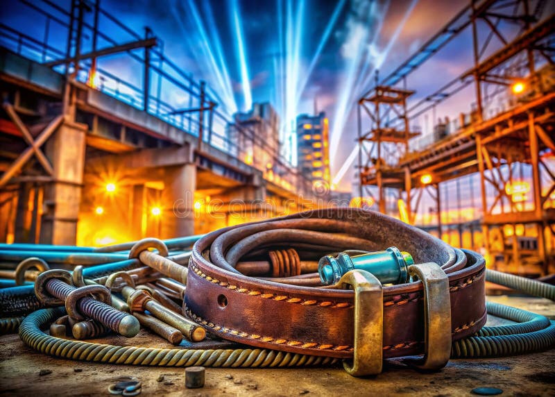 A Striking Double Exposure of Industrial Tools and a Construction Belt ...