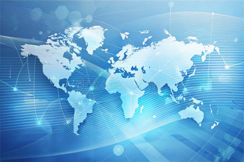 A Striking Double Exposure of the World Map a Light Blue Grid and ...