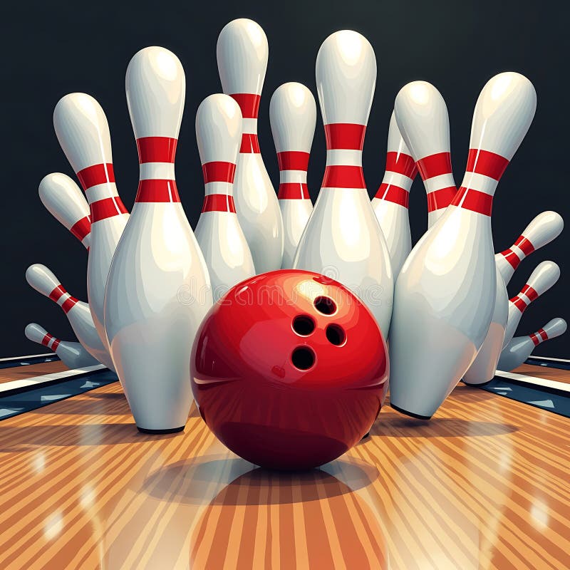 Striking Down Pins with a Bowling Ball Stock Illustration ...