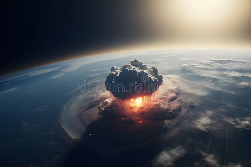 Nuclear Explosion View from Space Stock Illustration - Illustration of ...