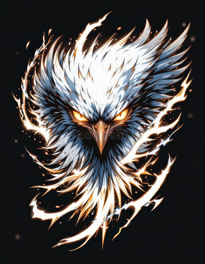 Dynamic Illustration of a Fierce Eagle with Electrifying Feathers on a ...