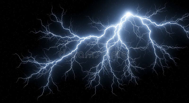 A Striking Electric Lightning Bolt Effect with White and Blue Flashes ...