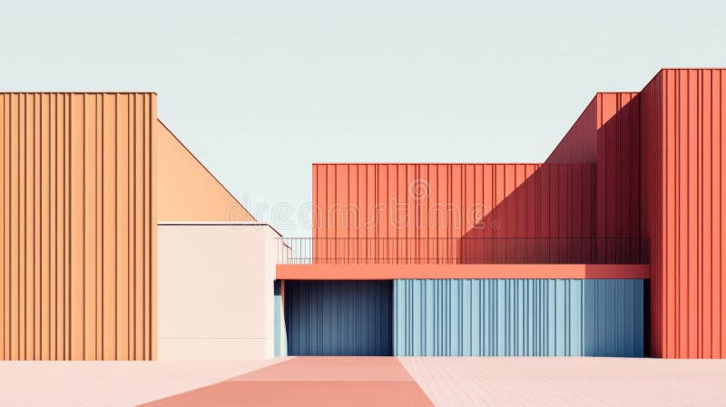 Striking Elevated Perspective of a Building in Cobalt Blue and Orange ...