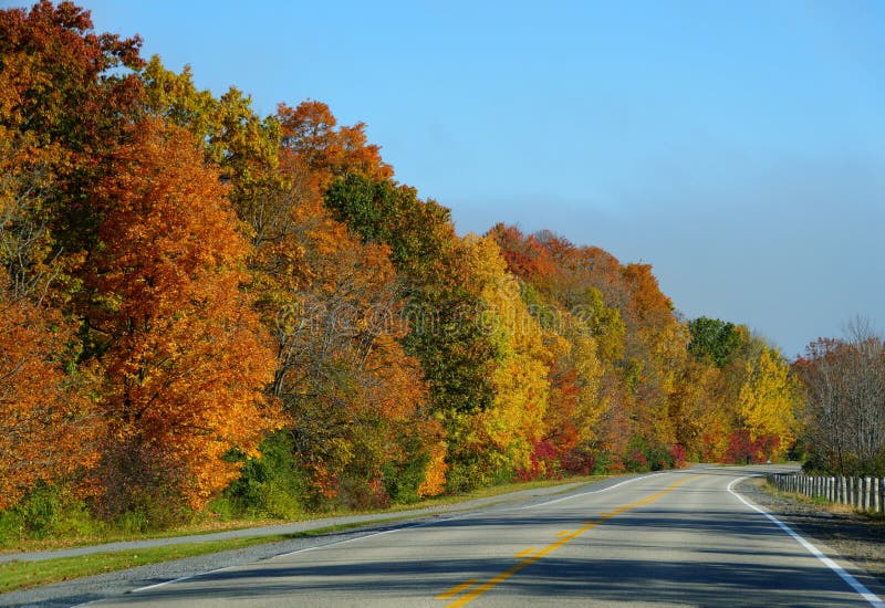 Striking Fall Foliage on the Road Near Ivy Lea, Canada Stock Image ...