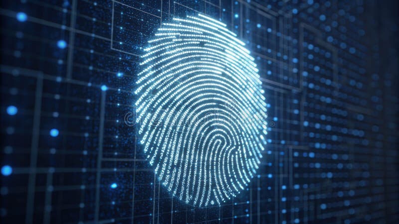 Striking Fingerprint Made of Glowing Particles on a Wall with a Fading ...