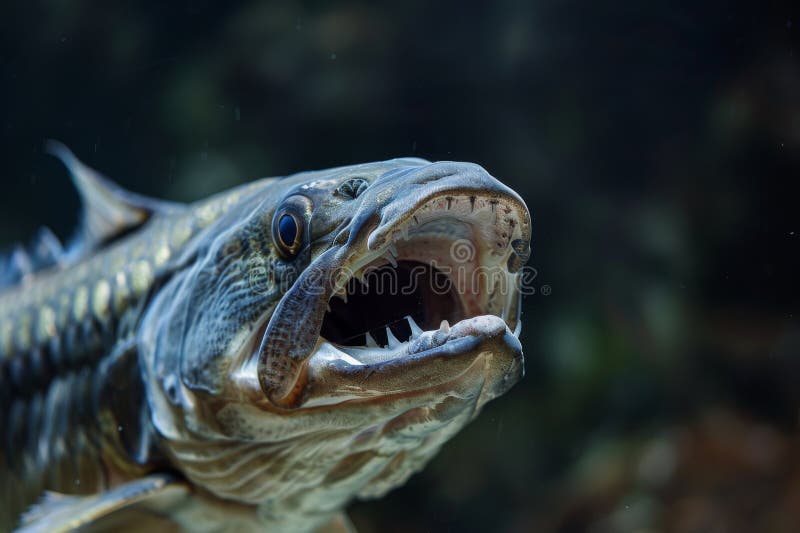 Majestic Fish with Sharp Teeth Swimming Gracefully in a Vibrant ...